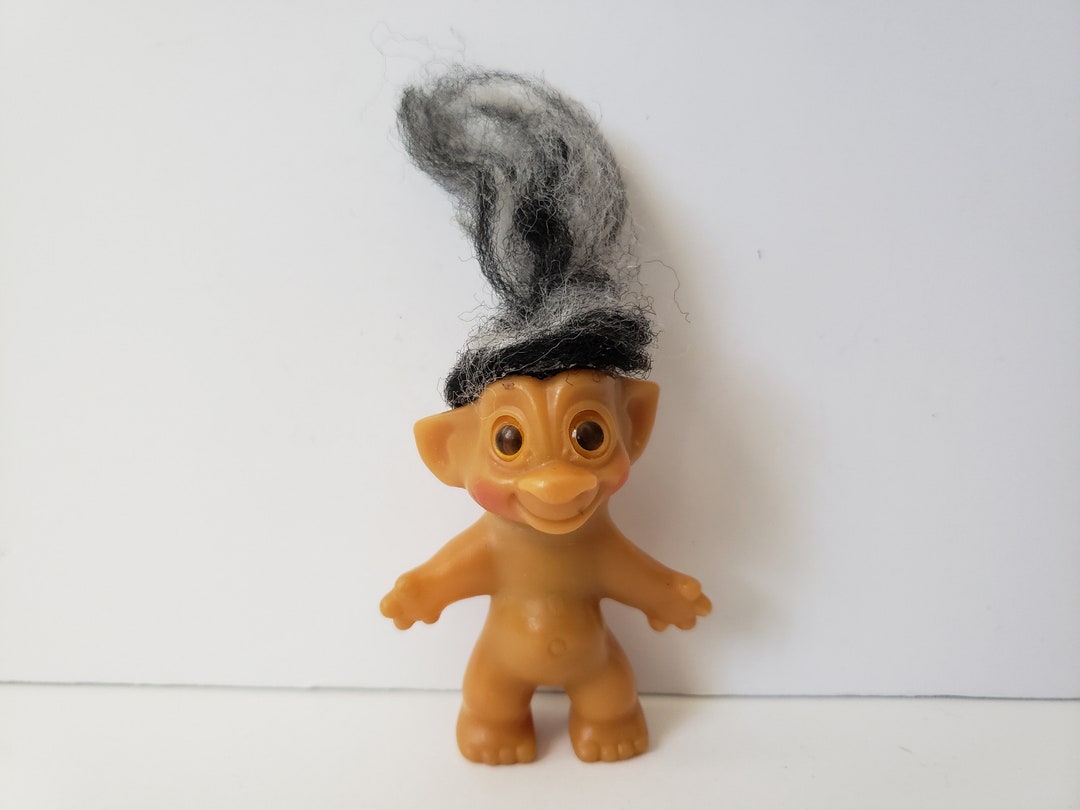 Vintage Wishnik Uneeda Doll Double Horseshoe Troll, Gray and Black Hair ...