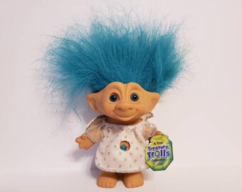 Vintage Ace Novelty Treasure Troll Doll Blue Eyes Aqua Blue | Etsy