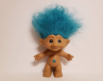 Vintage Ace Novelty Treasure Troll Doll Blue Eyes Aqua Blue | Etsy
