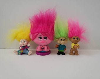 Lot of Vintage Troll Dolls Mini Trolls Green Hair Pink Hair Yellow Hair Dam Trolls Treasure Trolls Russ Trolls Etsy UK