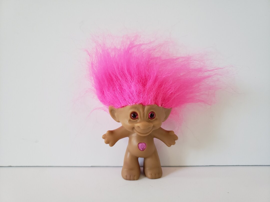 Vintage Ace Novelty Treasure Troll Doll Pink Hair Pink Eyes - Etsy