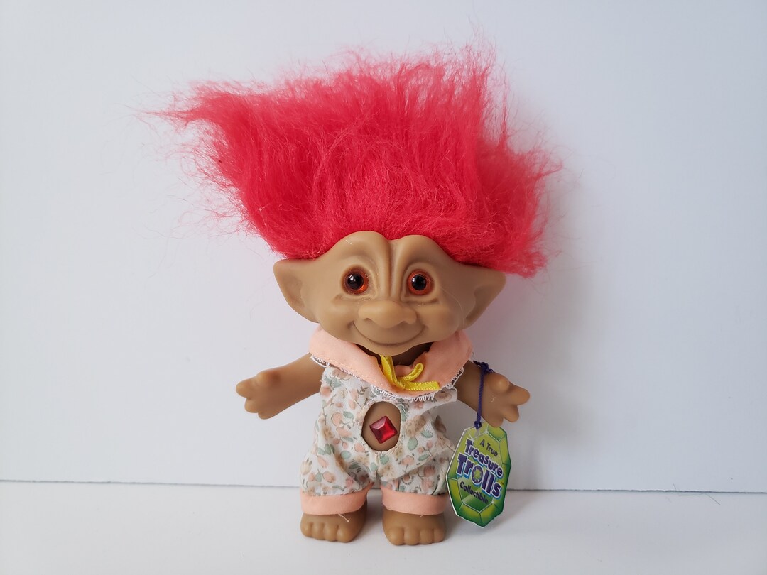 Vintage Ace Novelty Treasure Troll Doll, Red Hair, Red Diamond Jewel ...