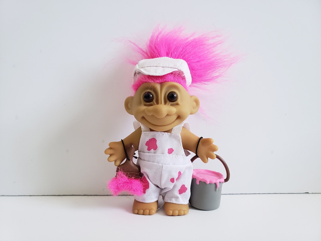 Vintage Russ Troll Doll Artist Painter Pink Hair Trolls - Etsy