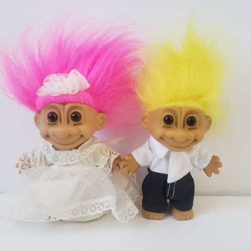 Vintage Russ Troll Dolls Bride and Groom Wedding Trolls Pink - Etsy