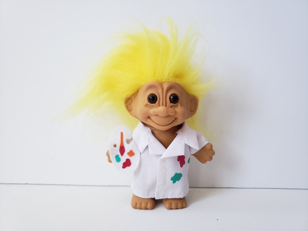 Vintage Russ Troll Doll Artist, Painter, Yellow Hair Trolls 5 - Etsy