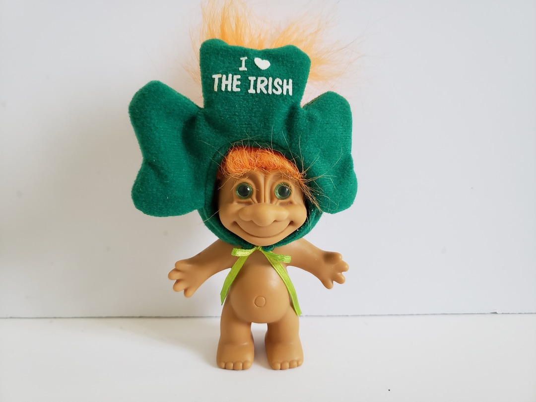 Vintage Russ Troll Doll, I Love the Irish Shamrock Troll, St Patrick's ...