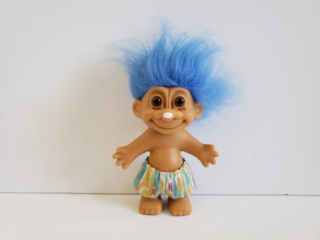 Vintage Russ Troll Doll, Beach Bum Troll With Swimsuit, Blue Hair ...