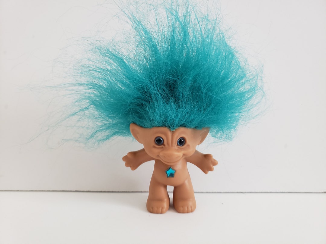 Vintage Ace Novelty Treasure Troll Doll Aqua Blue Hair Blue - Etsy