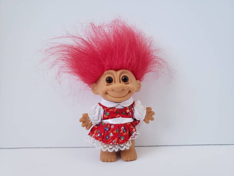Vintage Russ Troll Doll Girl in a Party Dress Red Hair Trolls - Etsy