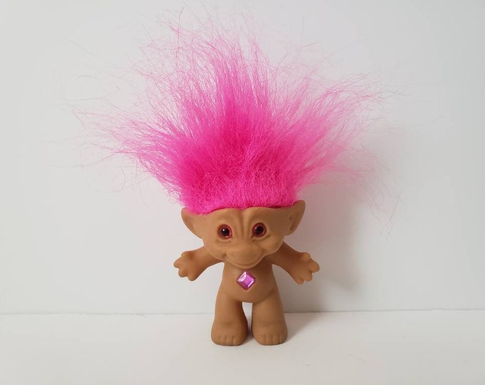 Vintage Ace Novelty Treasure Troll Doll Pink Hair Pink - Etsy