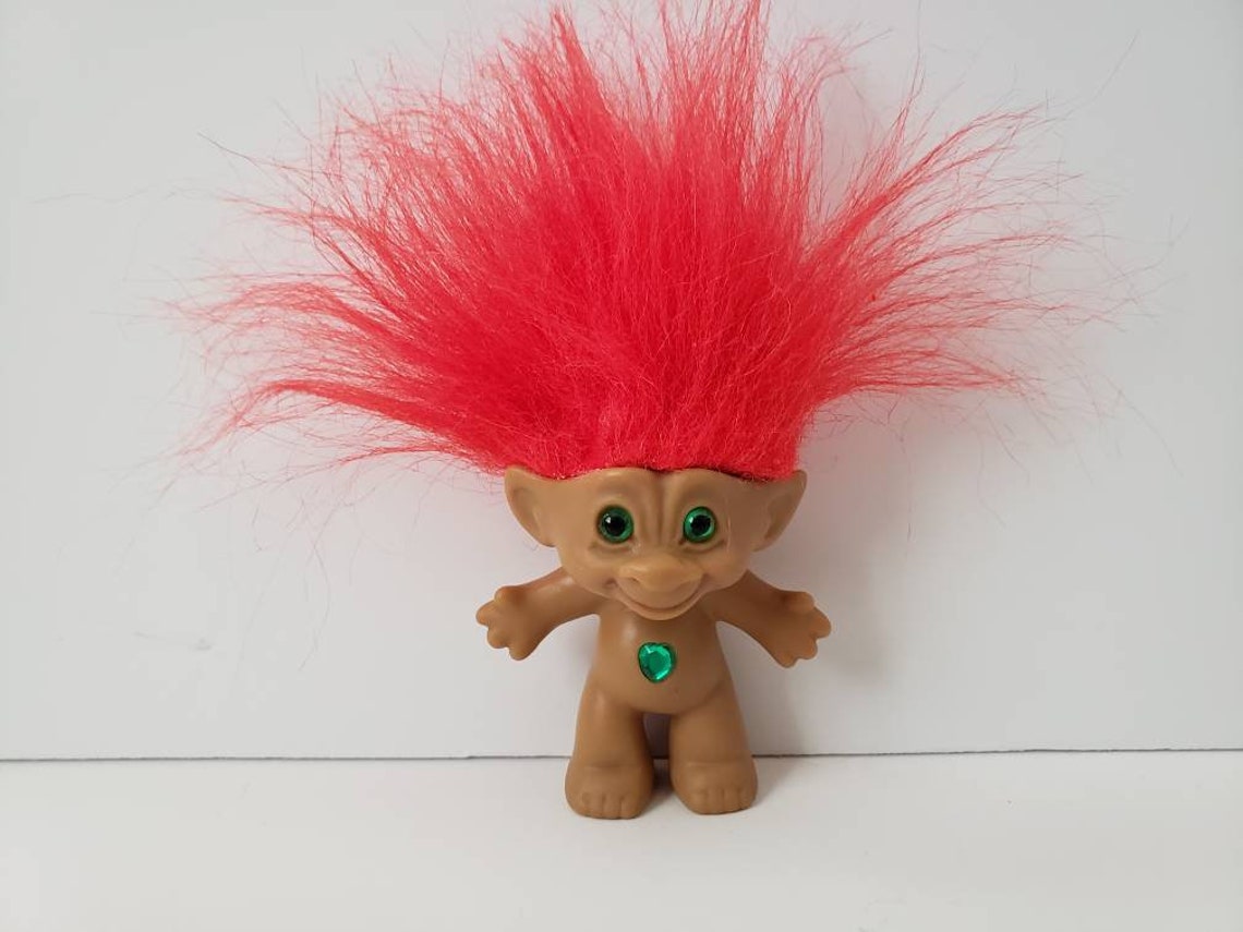Vintage Ace Novelty Treasure Troll Doll Red Hair Green Heart - Etsy