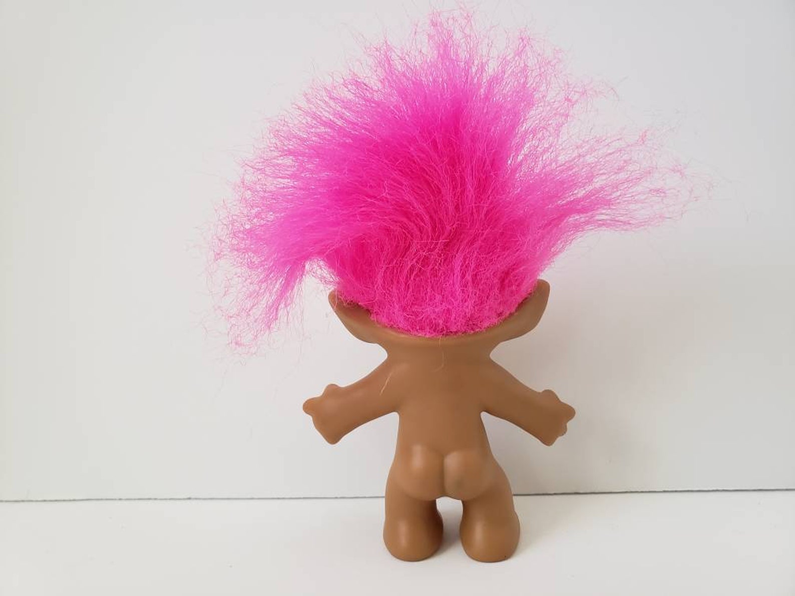 Vintage Ace Novelty Treasure Troll Doll Pink Hair Green - Etsy