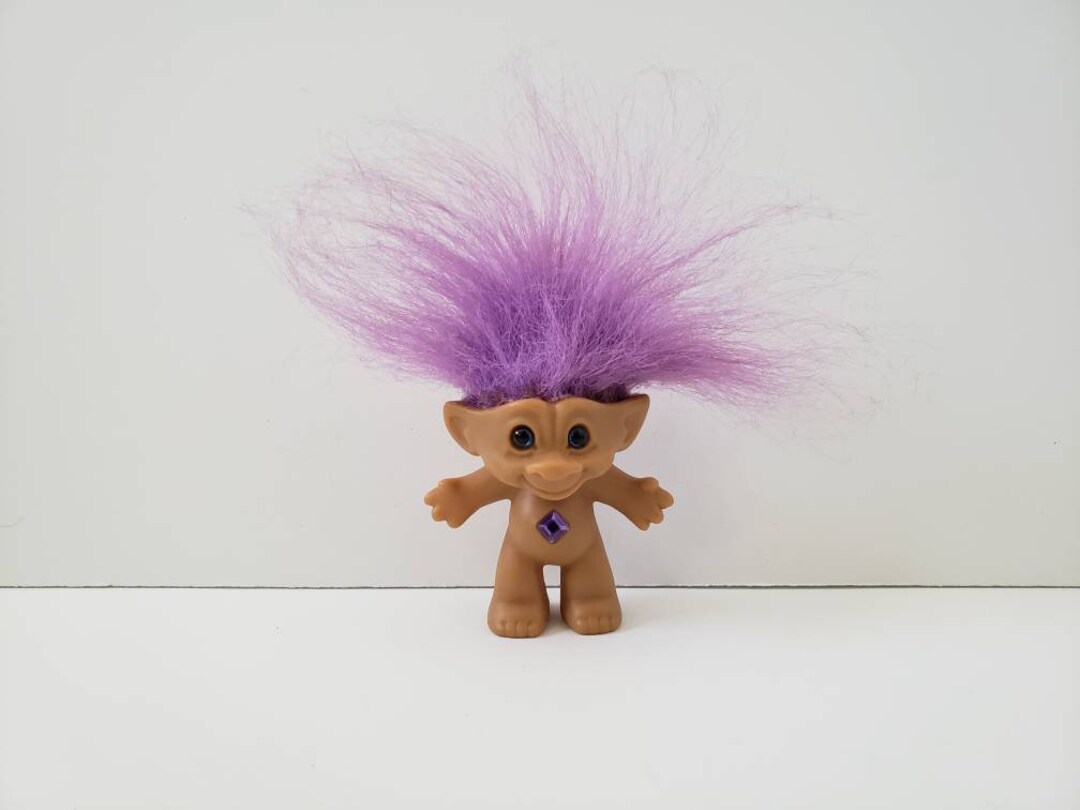 Vintage Ace Novelty Treasure Troll Doll, Blue Eyes, Purple Hair, Purple ...