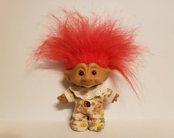 Vintage Ace Novelty Treasure Troll Doll Light Blue Hair Red | Etsy