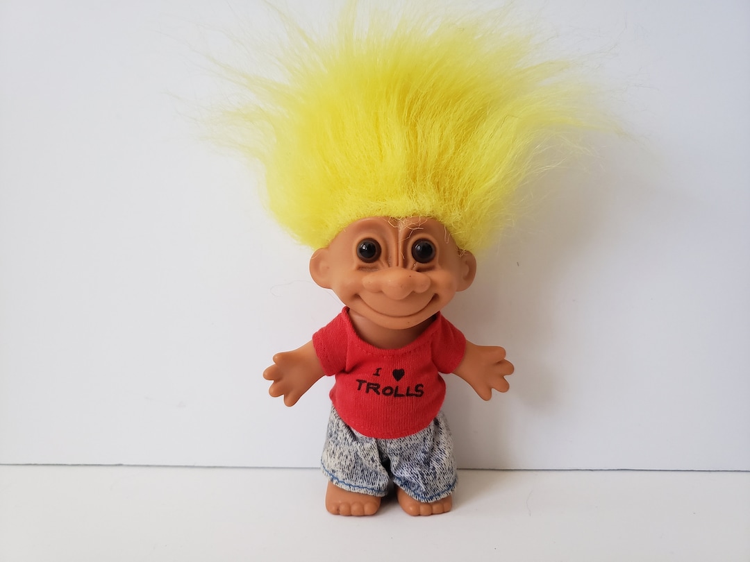 Vintage Russ Troll Doll, I Love Trolls, 1 Troll Collector, Yellow Hair ...