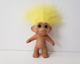 Vintage Ace Novelty Treasure Troll Doll, Green Hair, Green Star Jewel ...