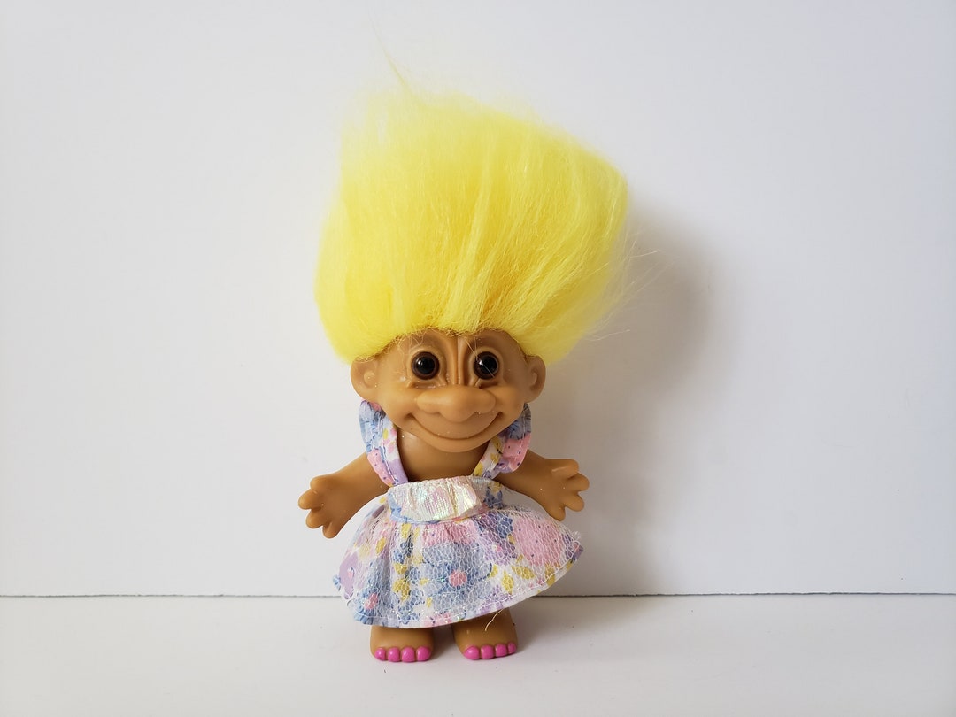 Vintage Russ Troll Doll, Totally 80s Clothes, Yellow Hair 5" Trolls - Etsy