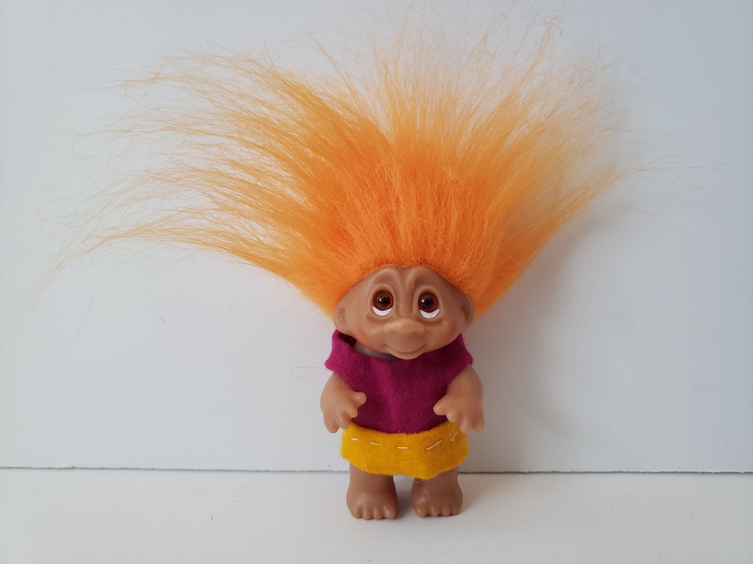 Vintage Dam Troll Doll, Felt Clothes, Orange Hair, 3" Trolls - Etsy