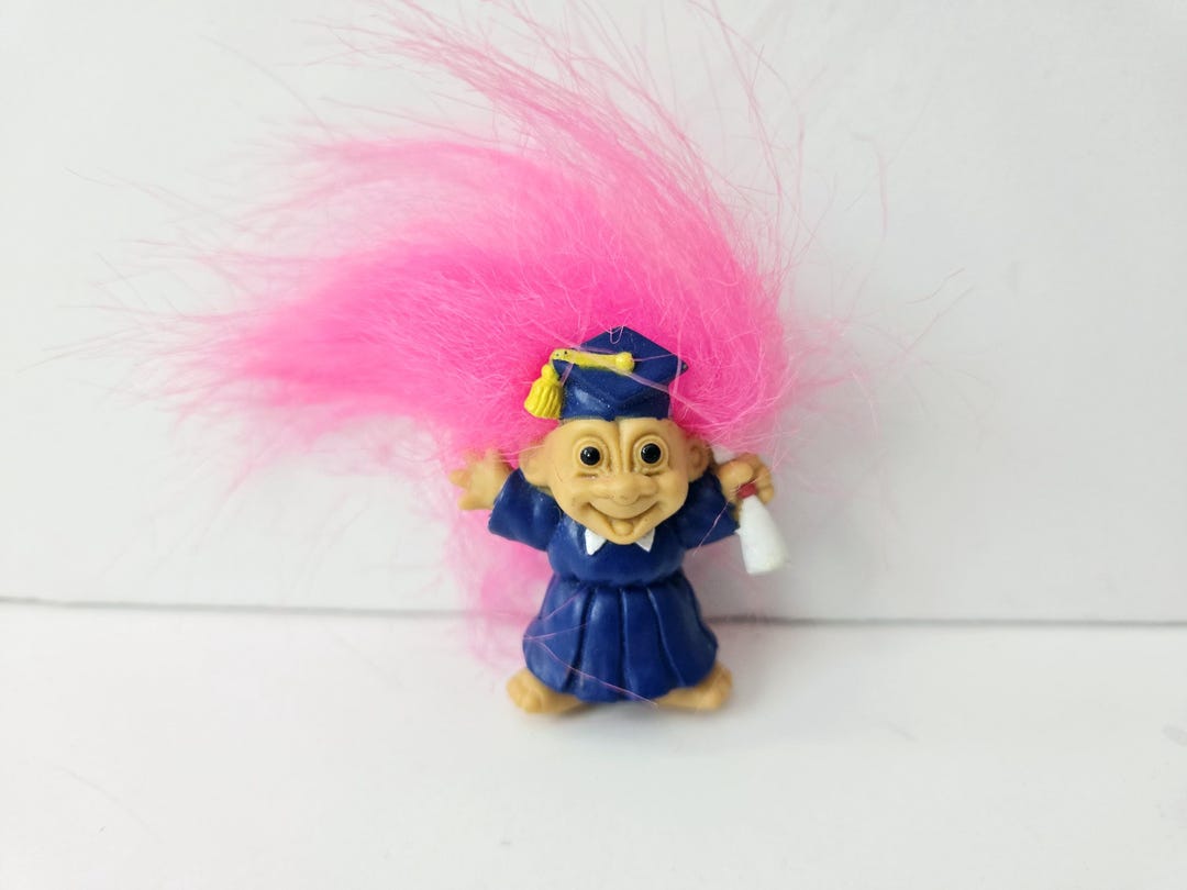 Vintage Russ Troll Doll Graduation Graduate, Pencil Topper, Pink Hair ...