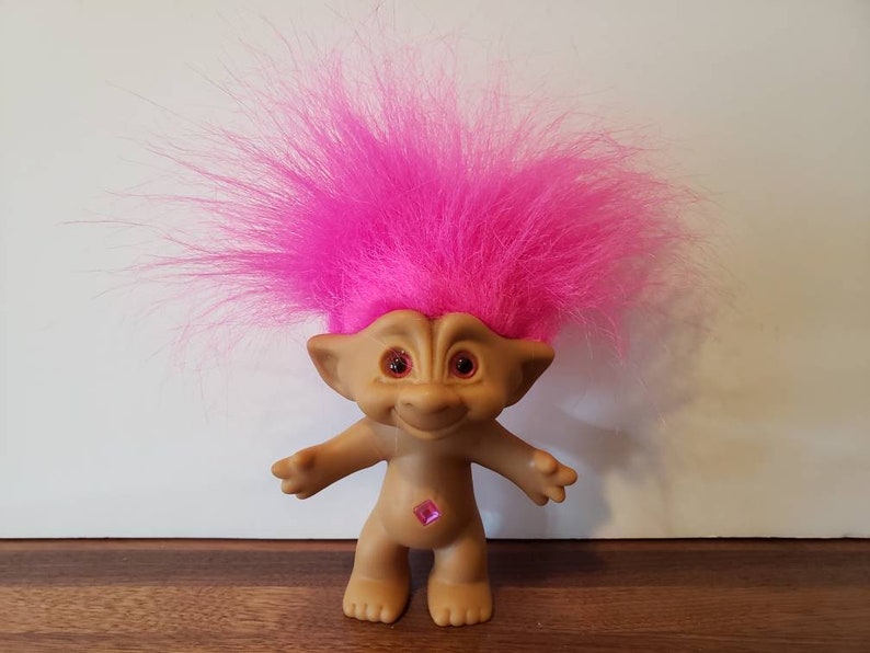 Vintage Ace Novelty Treasure Troll Doll Pink Hair Pink | Etsy
