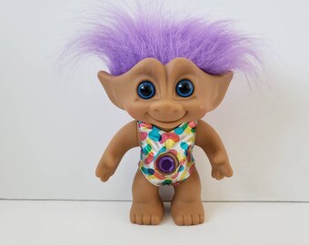 Vintage Ace Novelty Treasure Troll Doll Purple Hair Purple - Etsy