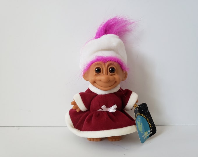 Vintage Russ Troll Doll, Around the World, Russia, Winter Troll, Purple ...