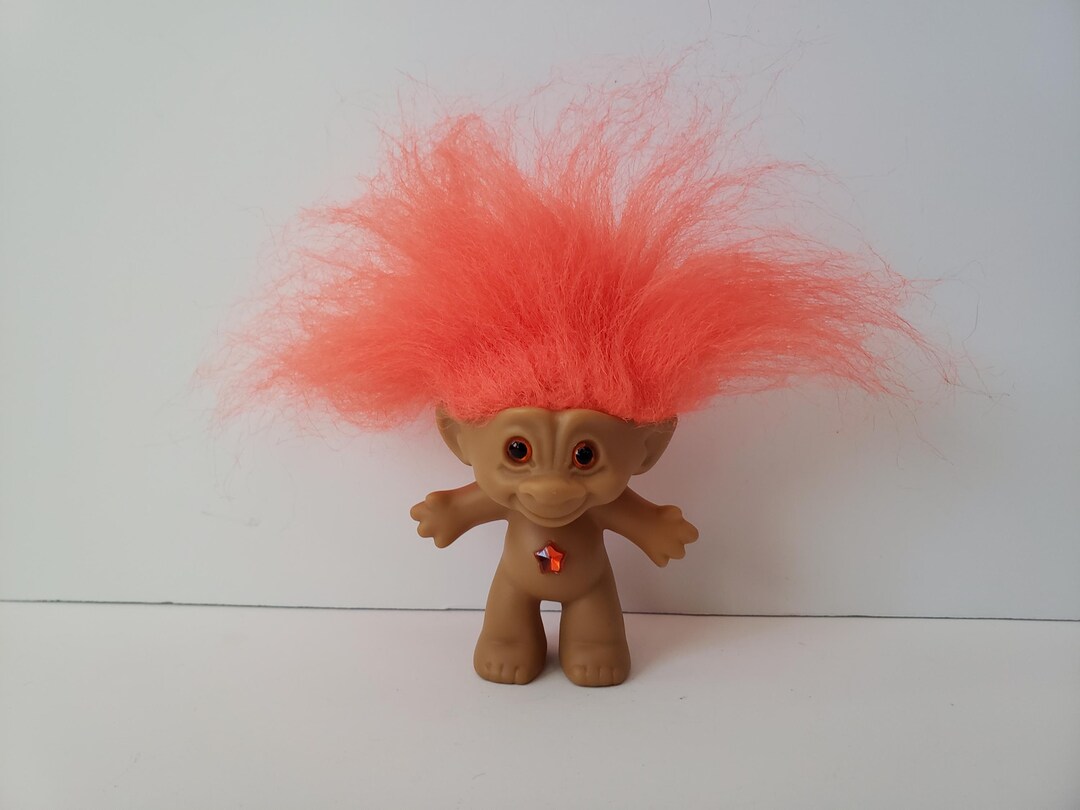 Vintage Ace Novelty Treasure Troll Doll, Custom Troll, Orange Hair ...