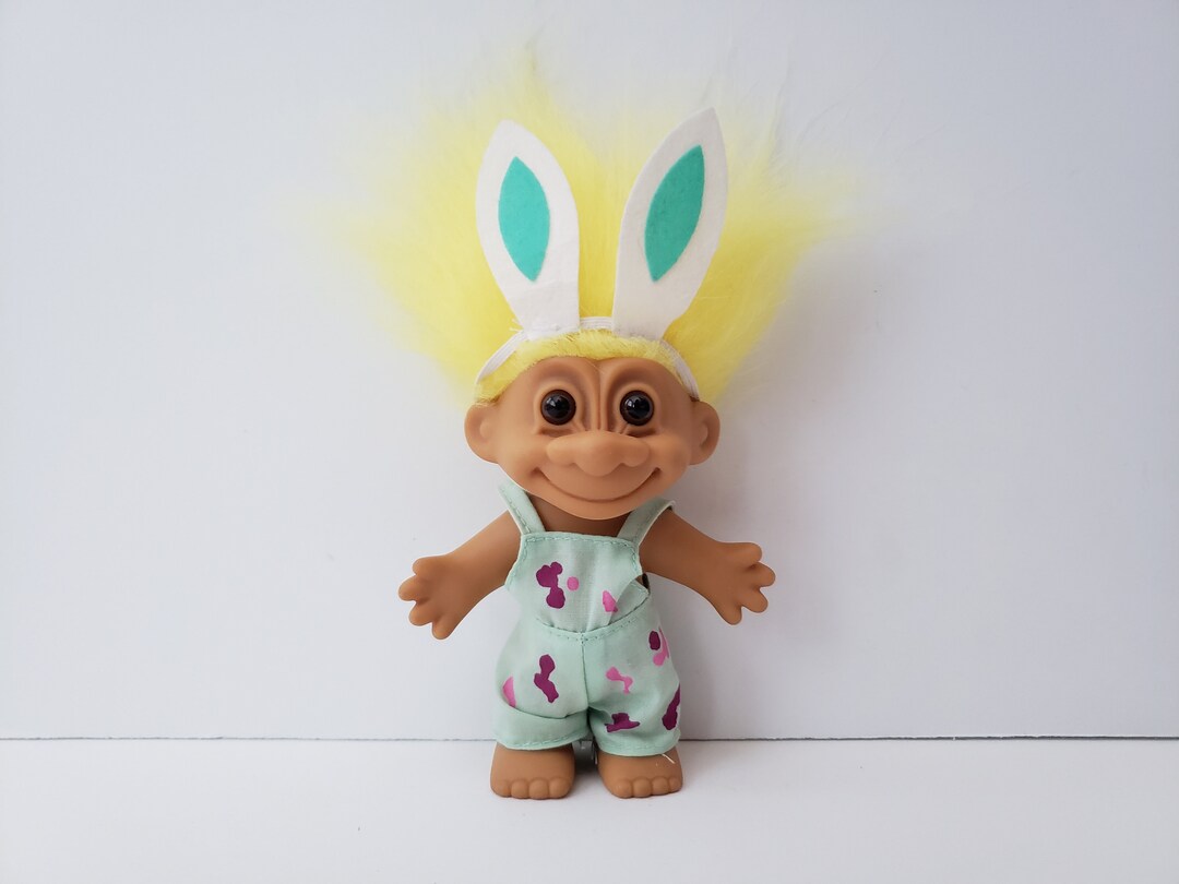 Vintage Russ Troll Doll, Easter Bunny Troll, Yellow Hair Trolls 5 ...
