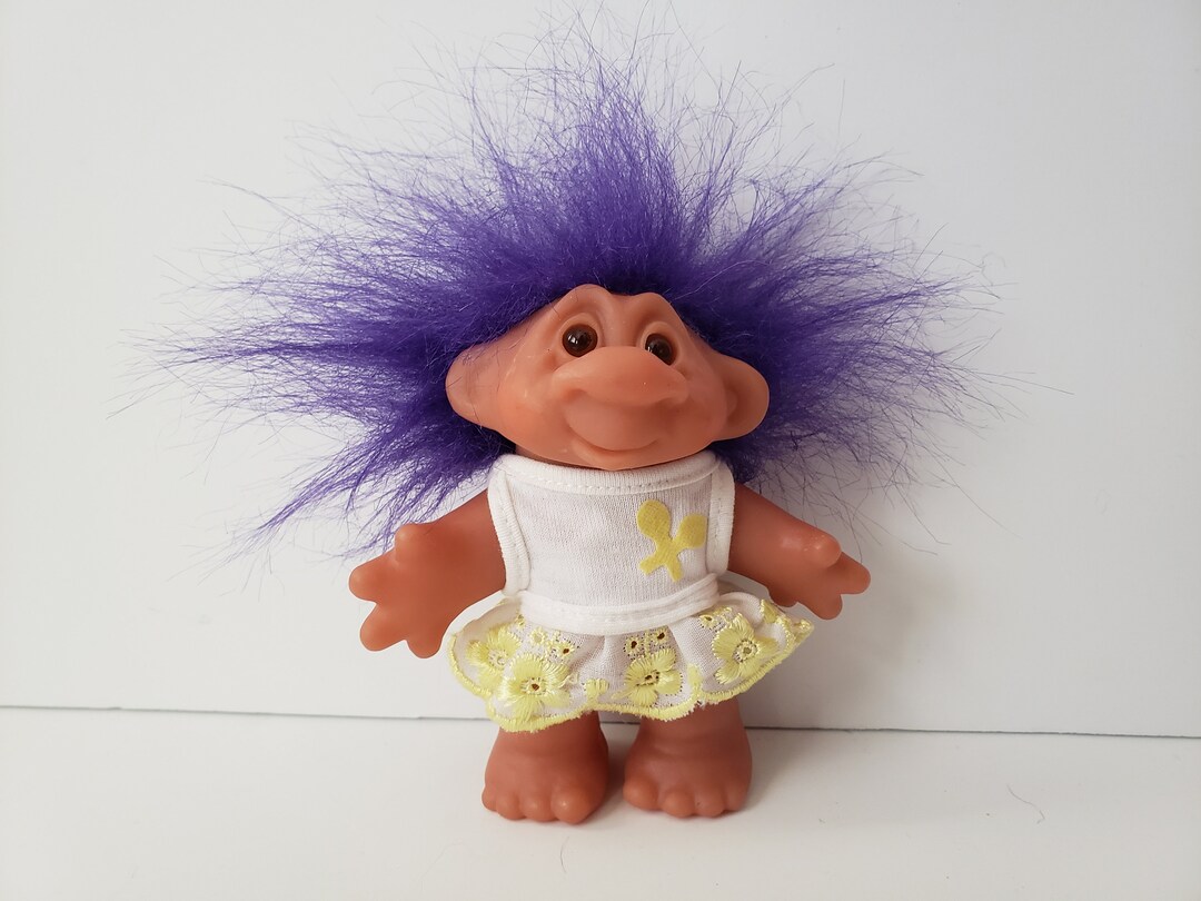 Vintage Dam Troll Doll, Purple Hair, Original Clothes, 5 Trolls - Etsy