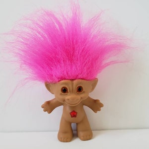 Vintage Ace Novelty Treasure Troll Doll Pink Hair Orange - Etsy