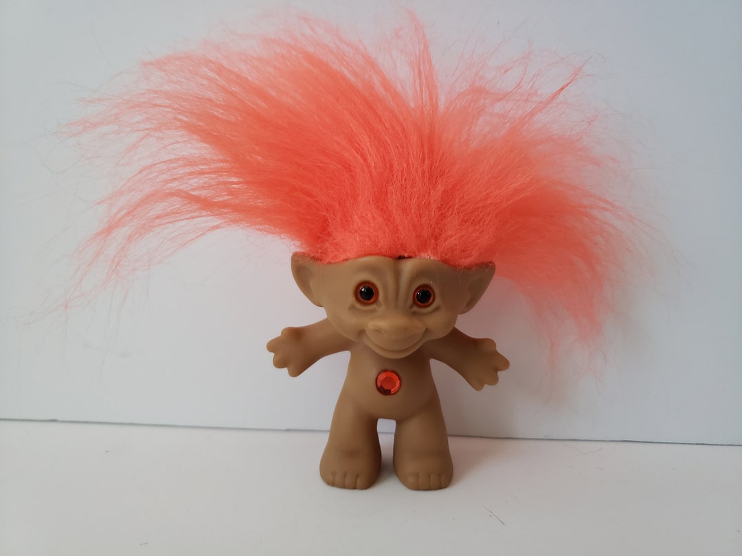 Vintage Ace Novelty Treasure Troll Doll, Orange Hair, Orange Circle ...