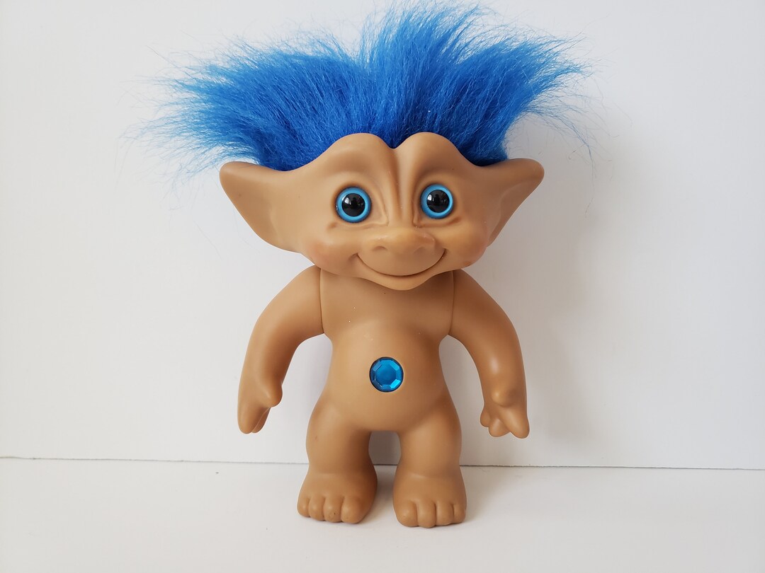 Vintage Ace Novelty Treasure Troll Doll Blue Hair Blue - Etsy