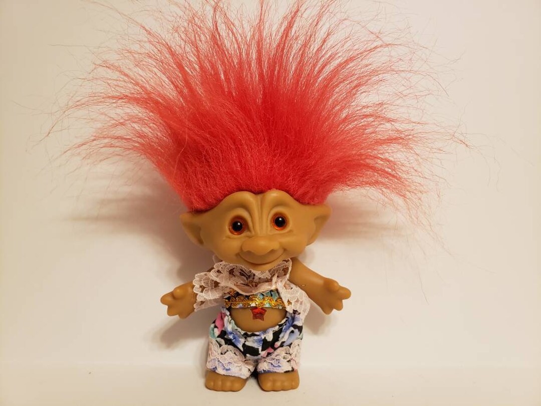 Vintage Ace Novelty Treasure Troll Doll Red Hair Red Star - Etsy