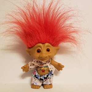 Vintage Ace Novelty Treasure Troll Doll Red Hair Red Star - Etsy