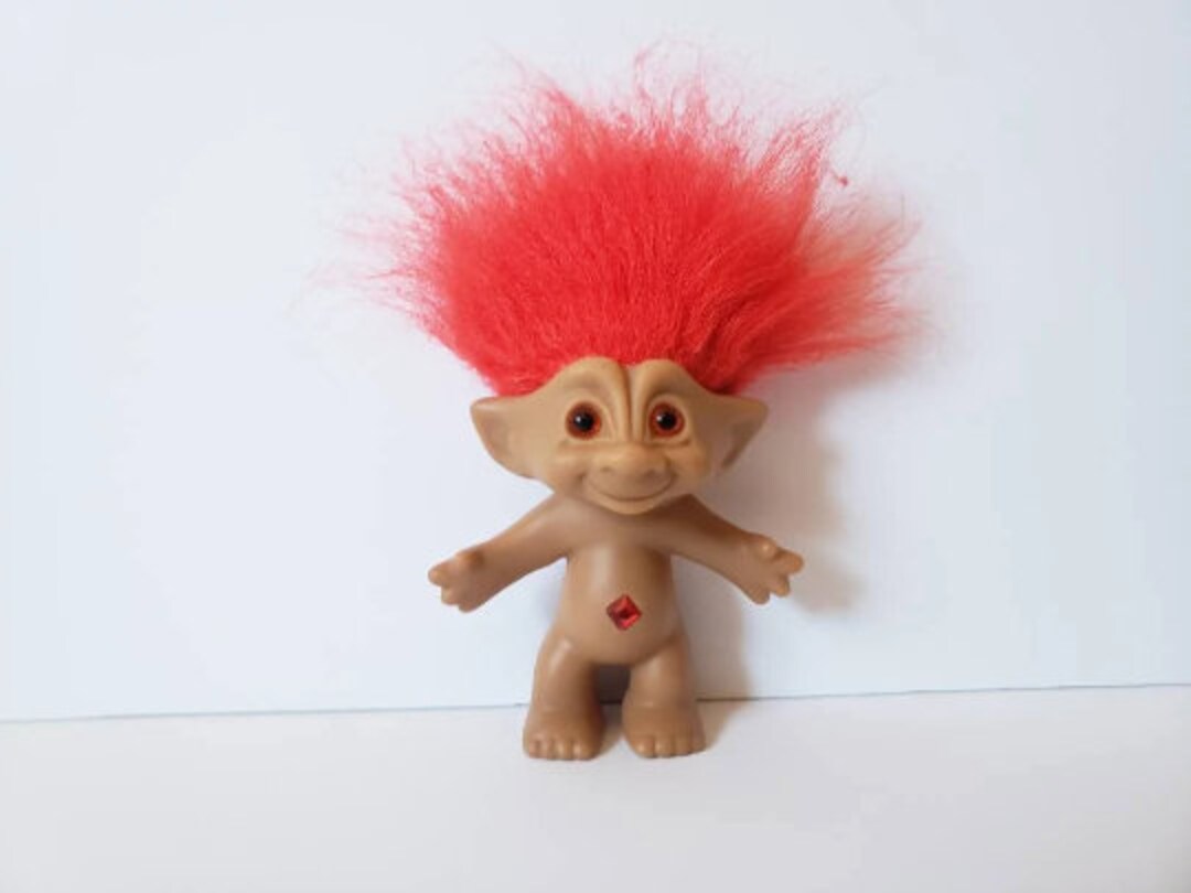 Vintage Ace Novelty Treasure Troll Doll, Red Hair, Red Diamond Jewel ...
