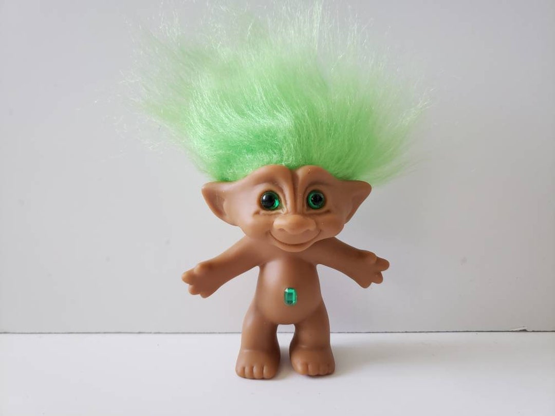 Vintage Ace Novelty Treasure Troll Doll Green Hair Green - Etsy