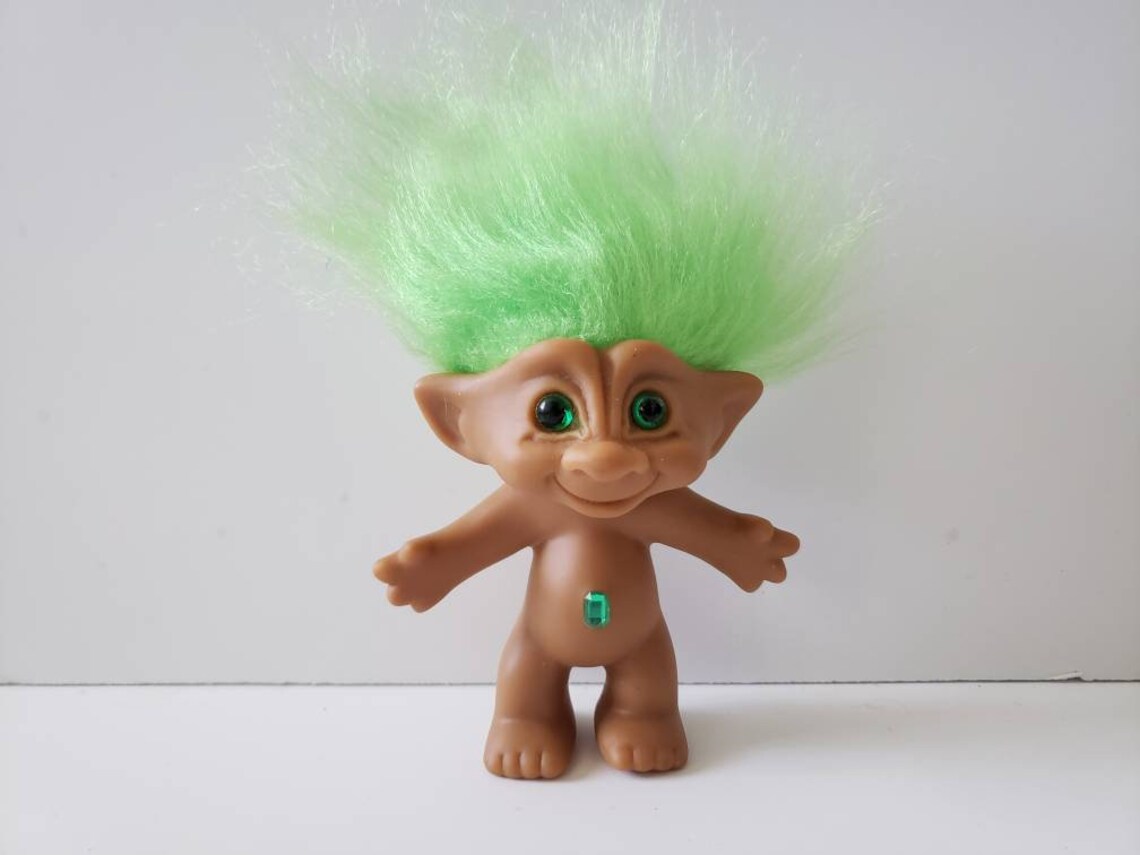 Vintage Ace Novelty Treasure Troll Doll Green Hair Green - Etsy