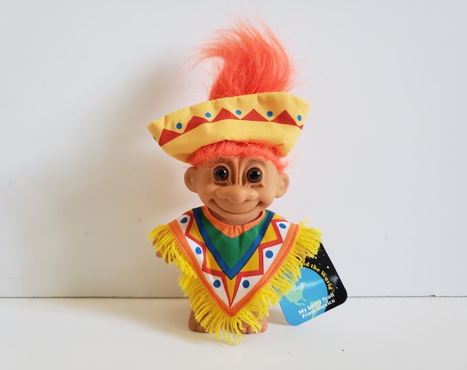 Vintage Russ Troll Doll, Around the World Mexico, Mexican, Orange Hair ...