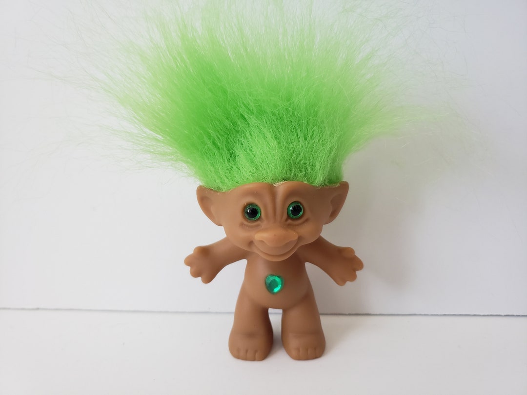 Vintage Treasure Troll Doll Green Hair Green Heart Jewel - Etsy