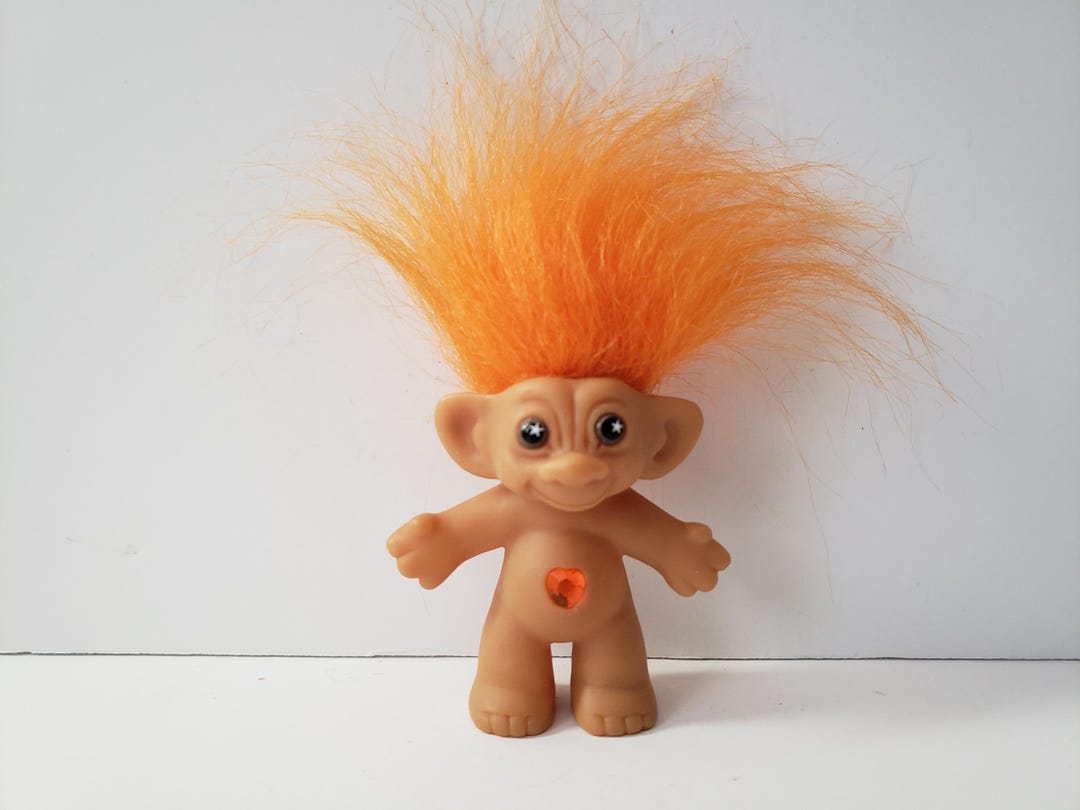Vintage Treasure Troll Doll, Orange Hair, Jewel Belly, Wishstone Trolls ...