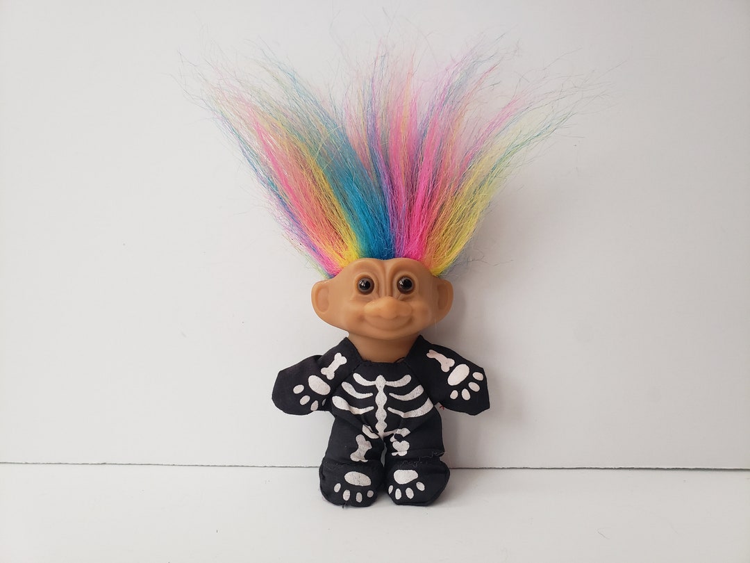 Vintage Russ Troll Doll Halloween Skeleton Troll Doll Rainbow Hair 3 ...
