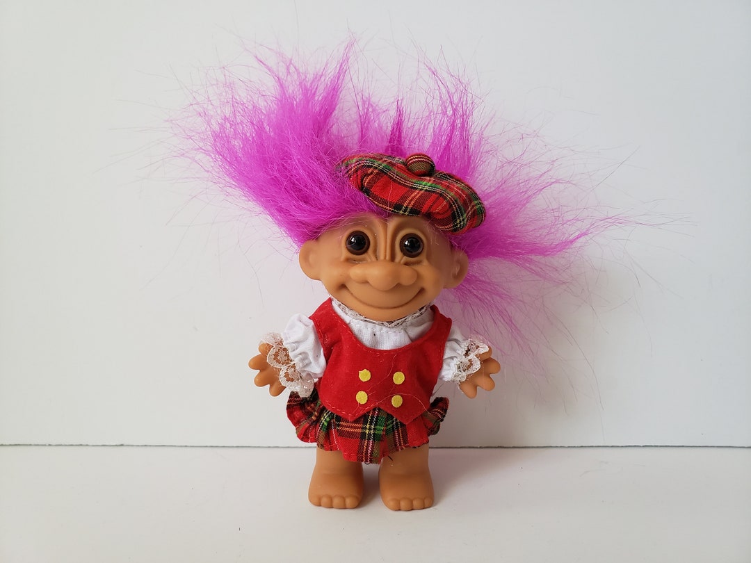 Vintage Russ Troll Doll, Scottish Girl, Purple Hair Trolls 5, Scotland ...
