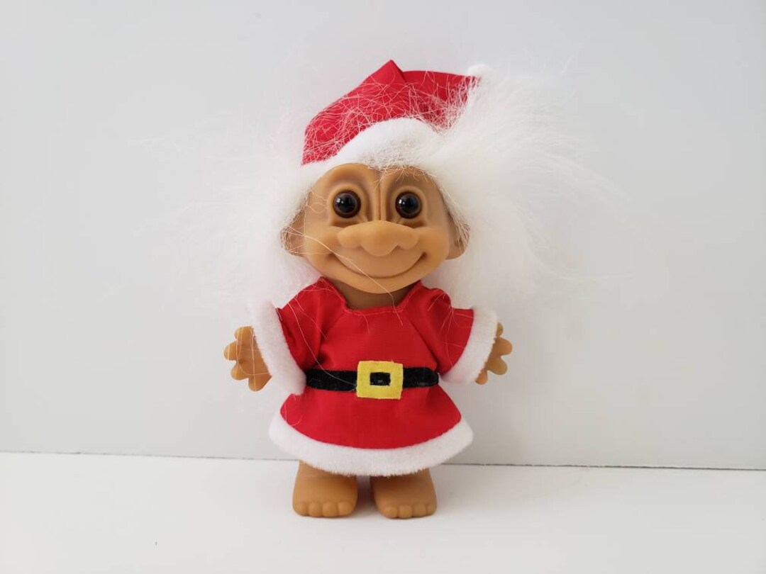 Vintage Russ Troll Doll, Christmas Troll, Santa Claus, White Hair ...
