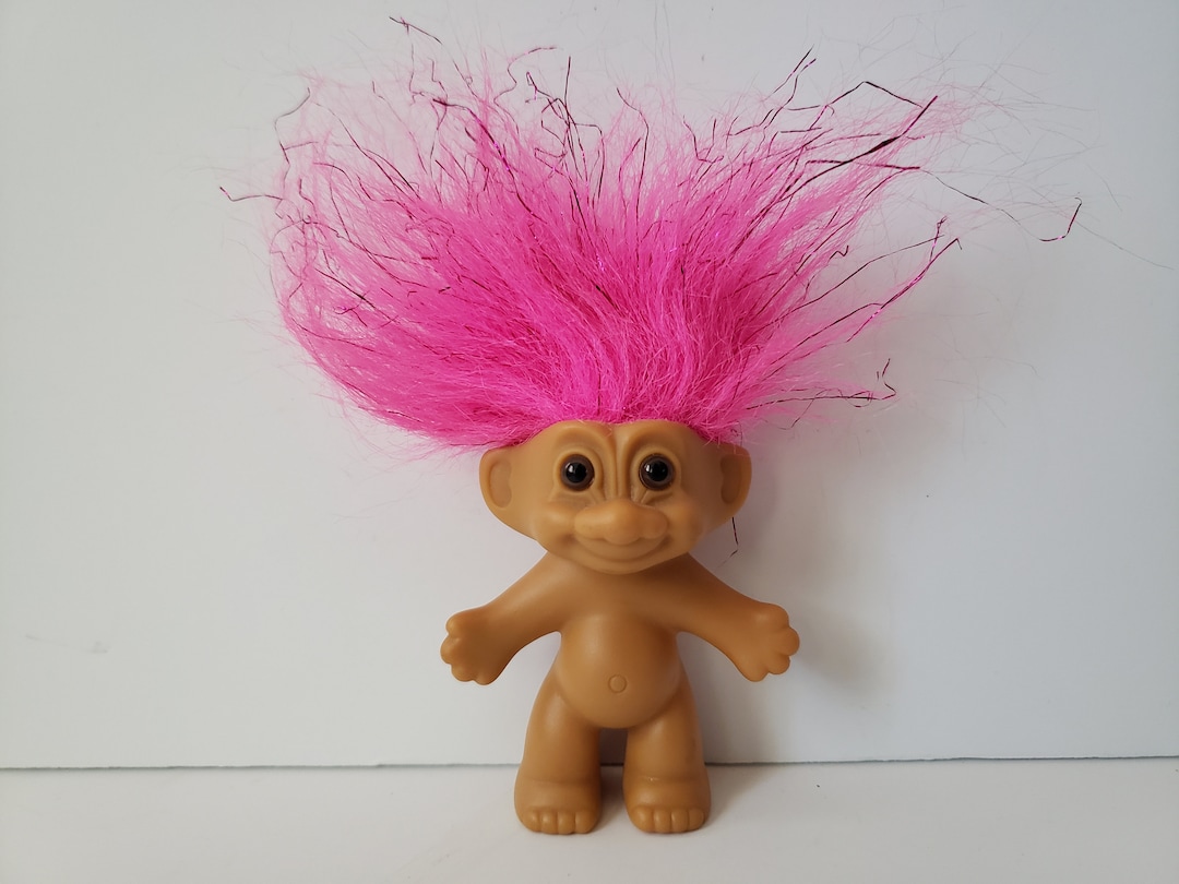 Vintage Russ Good Luck Troll Doll, Sparkling Hair, Pink Hair, Trolls 3 ...