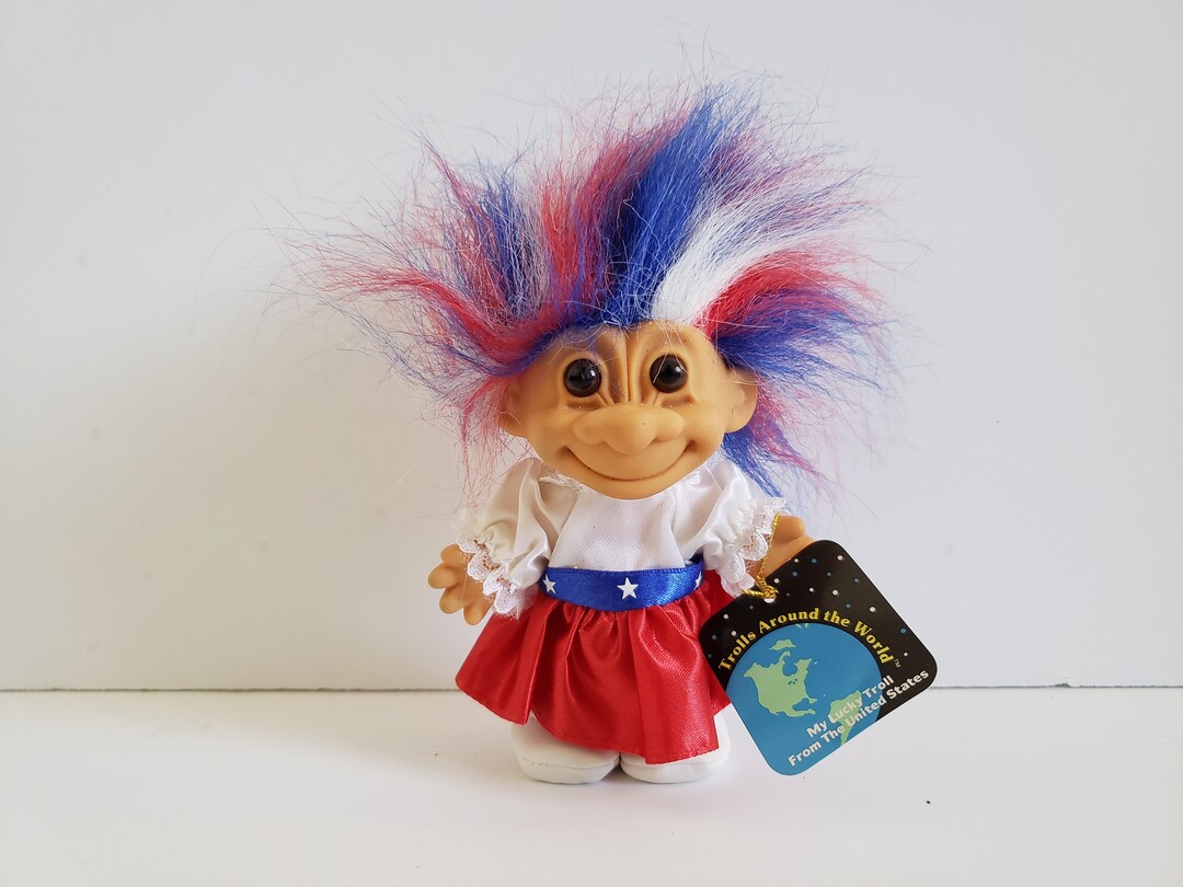 Vintage Russ Troll Doll, Around the World Troll, United States of ...