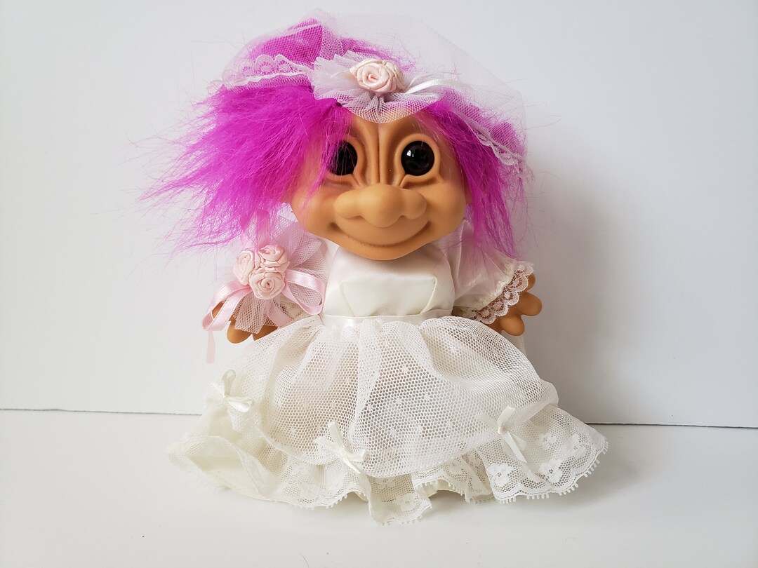 Vintage Russ Troll Doll, Bride, Purple Hair, Large 8 Trolls, Wedding ...