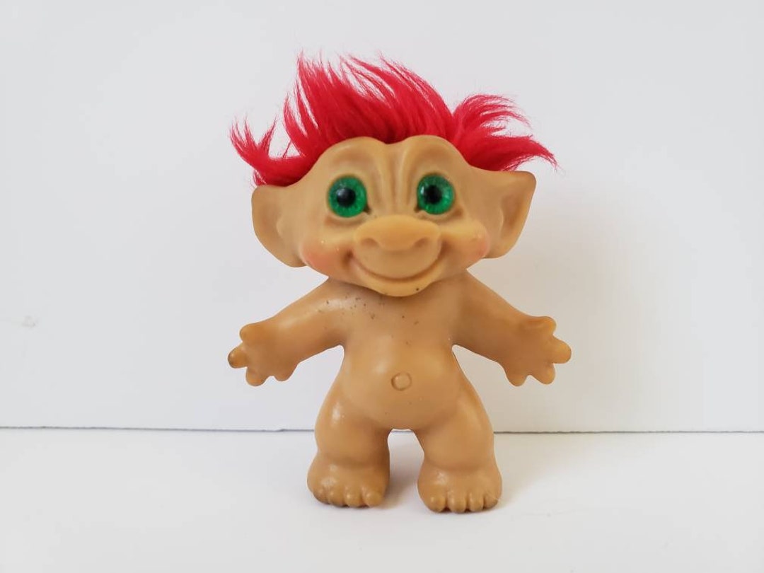 Vintage Troll Doll, Made in Denmark, Red Hair, Green Eyes, 3 Trolls ...