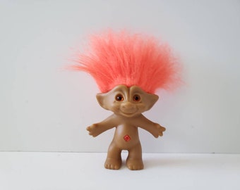 Vintage Ace Novelty Treasure Troll Doll Orange Eyes Green - Etsy