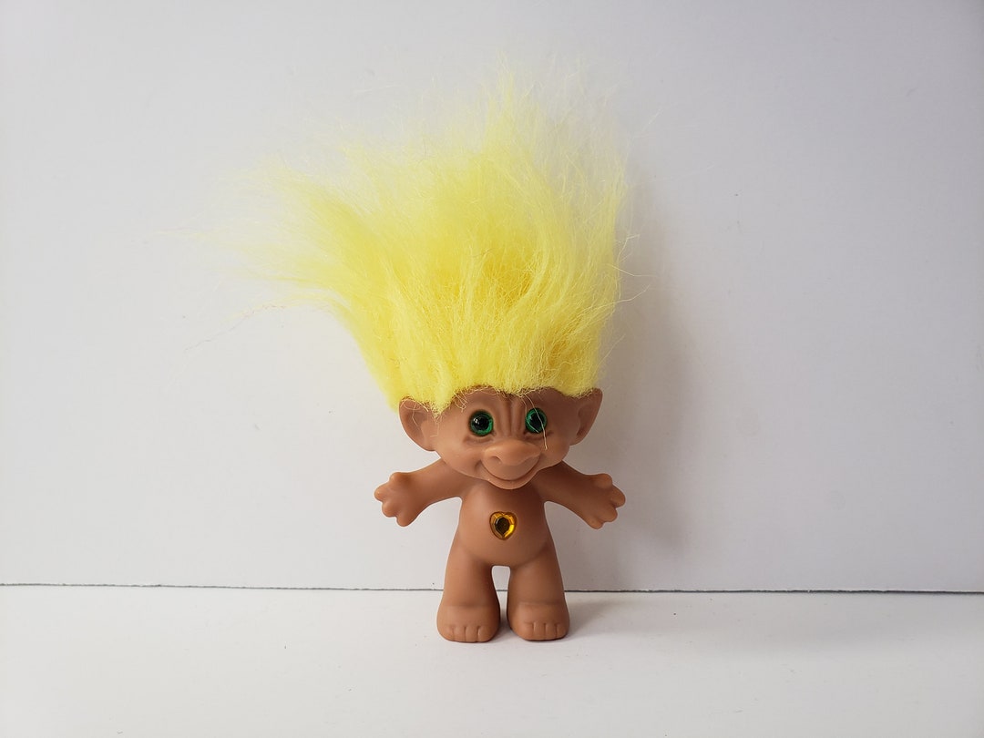 Vintage Ace Novelty Treasure Troll Doll, Yellow Hair, Yellow Heart ...