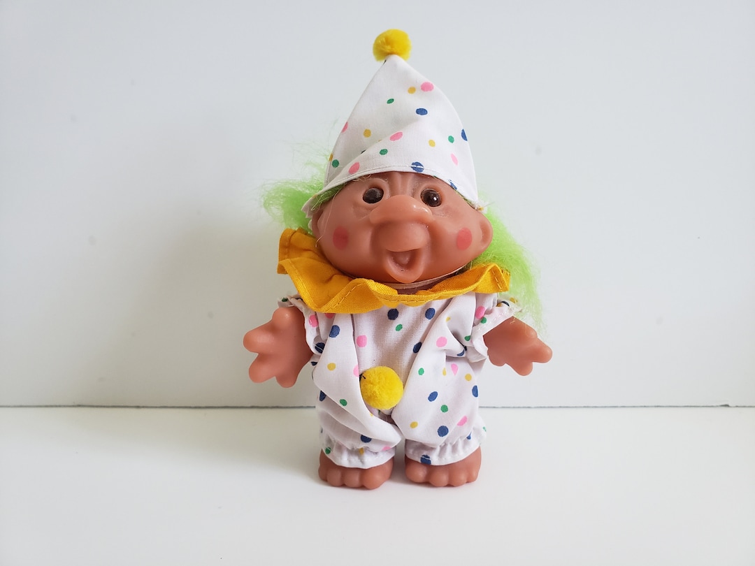 Vintage Dam Troll Doll Clown Green Hair Trolls 5 - Etsy